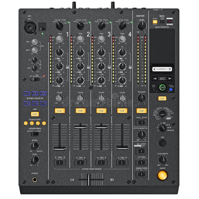 Control Panel Dj Mixer Equipment, Close View Stock Illustration ...