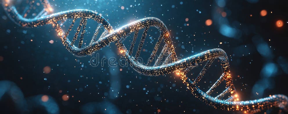 Digital DNA Double Helix with Flowing Binary Code Stock Photo - Image ...