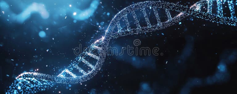 Digital DNA Double Helix with Glowing Binary Code in Blue Light Stock ...