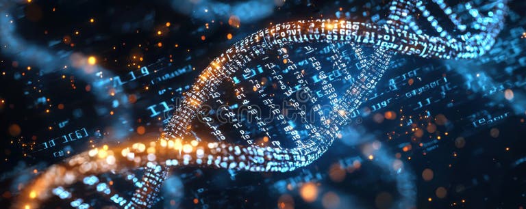Digital DNA Helix with Binary Code Representing Genetic Data Stock Image - Image of sequence ...