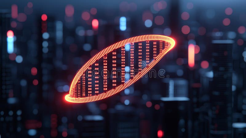 Digital DNA Helix in a Futuristic Urban Environment Stock Illustration ...