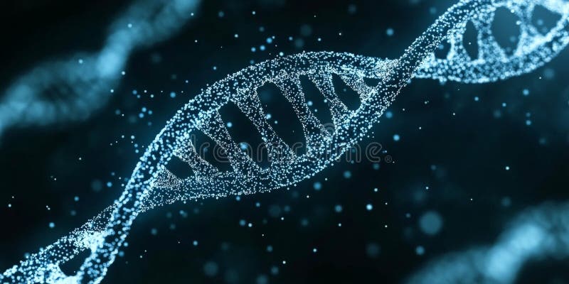 Digital DNA Model with Binary Code and Glowing Lights Stock Illustration - Illustration of ...