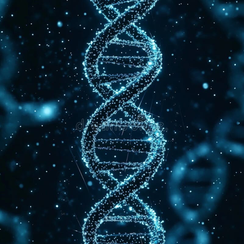 Digital DNA Model with Binary Code and Glowing Lights Stock Illustration - Illustration of ...
