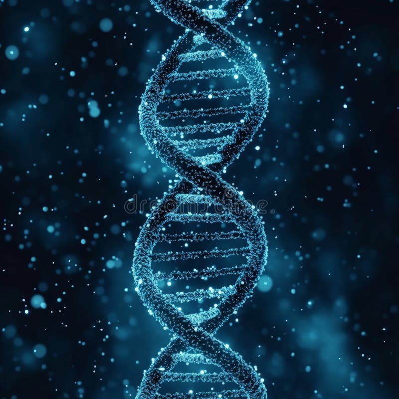 Digital DNA Model with Binary Code and Glowing Lights Stock ...