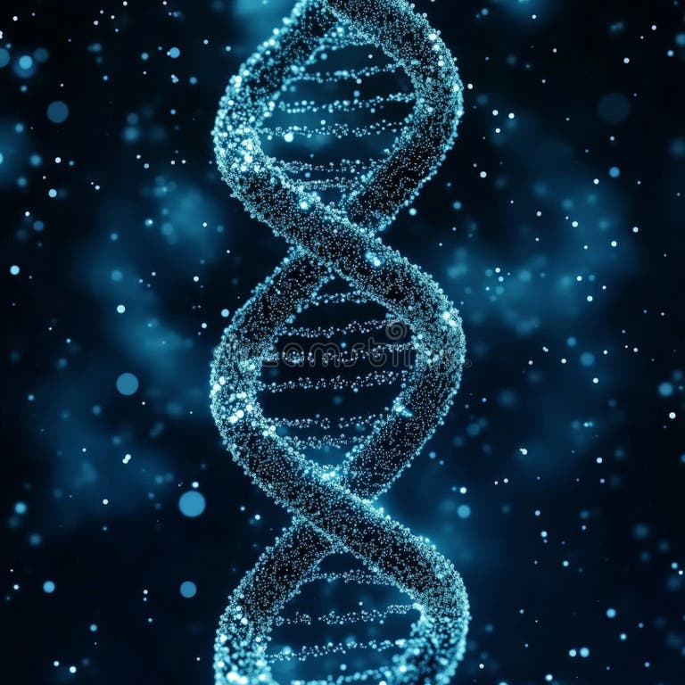 Digital DNA Model with Binary Code and Glowing Lights Stock ...