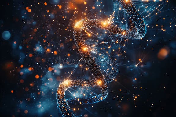 Digital DNA Strand with Data Streams Ai Stock Illustration ...