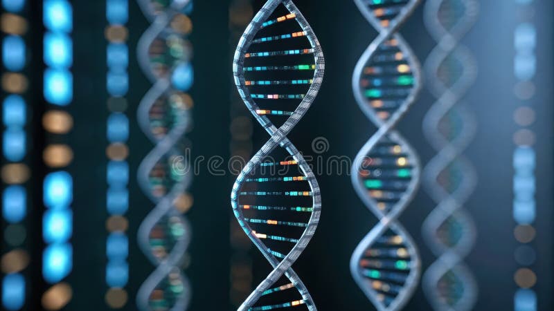 Digital Dna Strip Featuring Evolving Icons and Code Illustrating ...