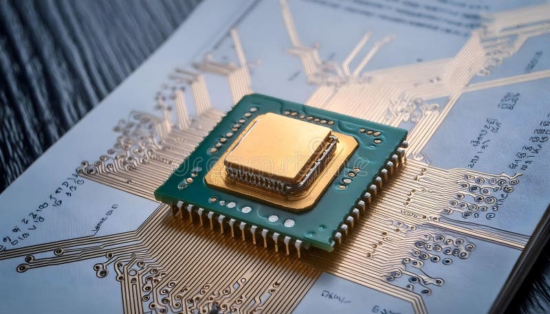 Digital Document Along with Microchip on the Table Stock Illustration ...