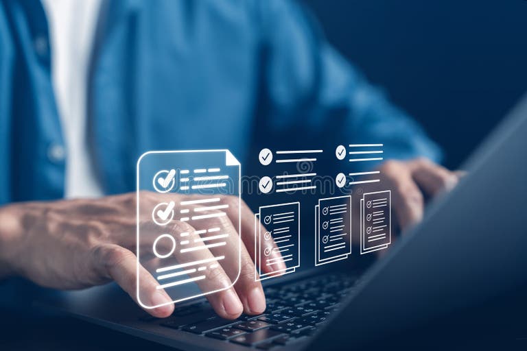 Digital Document Checklist and Online Survey Form Concept. User ...