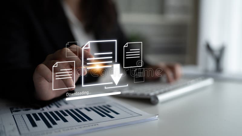 Digital Document Downloading Process Latch Stock Photo - Image of ...