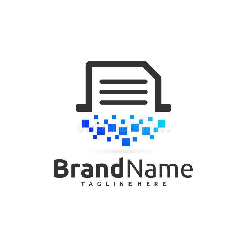 Digital Document or File Pixel Logo Design Template Stock Vector ...