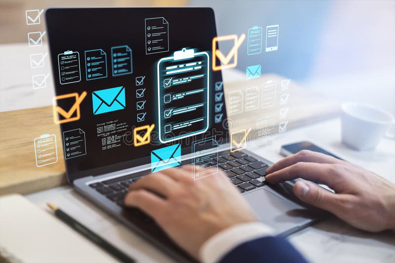 Digital Document Management with Holographic Interface Stock Image ...