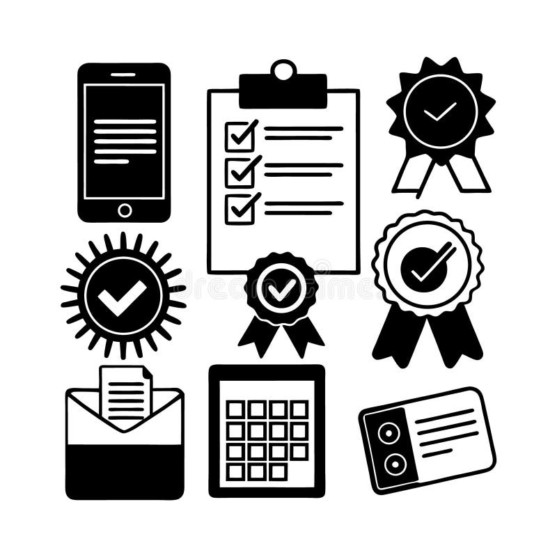 Digital and Document Management Icons Set Stock Illustration ...