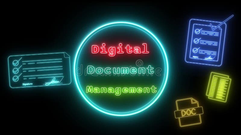 Electronic Signature on Laptop Neon Red-blue Fluorescent Text Animation ...