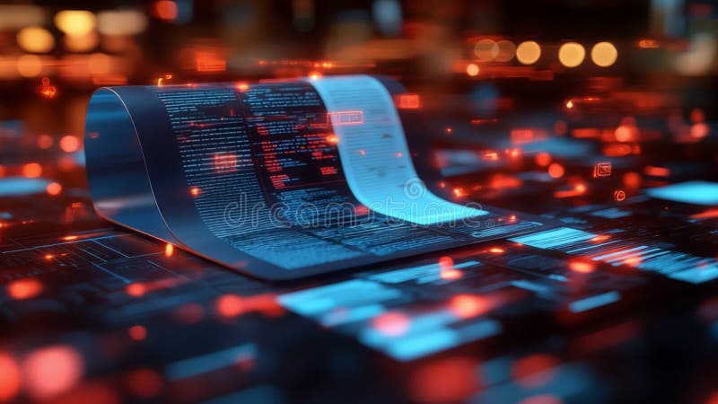 Digital Document Showcasing Glowing Lights and Innovative Technology in ...