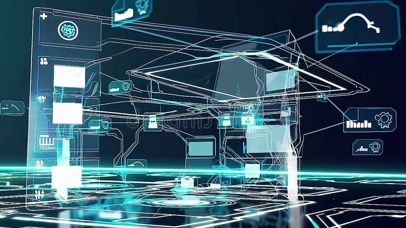 Digital Document Storage AI Futuristic Holographic Interface for Cloud ...