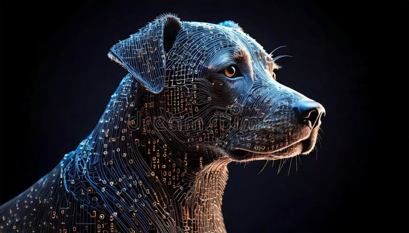 Digital dog stock illustration. Illustration of binary - 372528734
