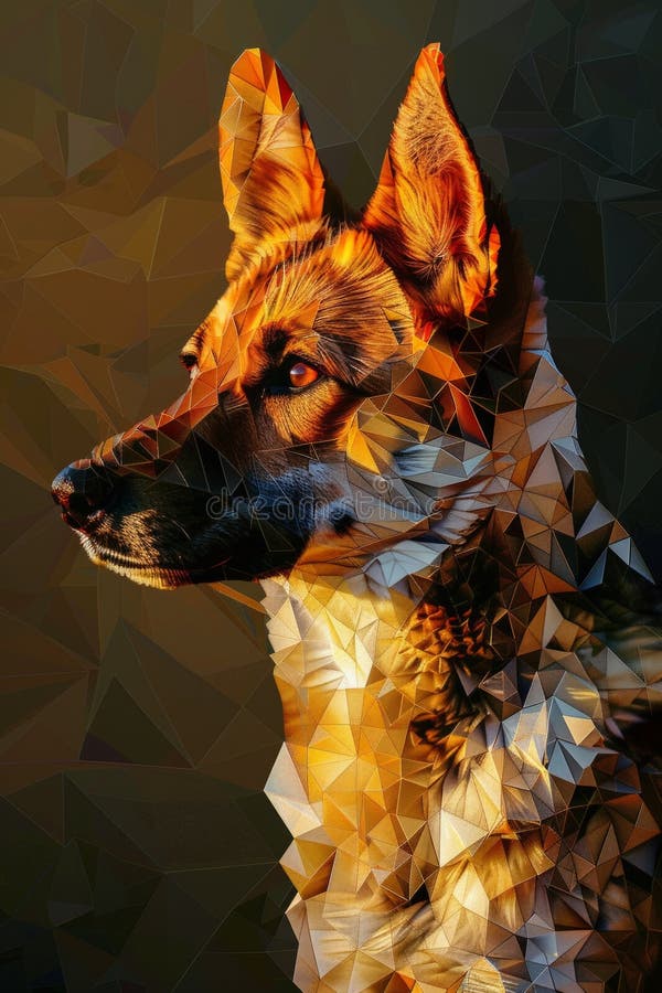 Digital Dog of 3d Triangular Polygons Stock Photo - Image of polygon ...