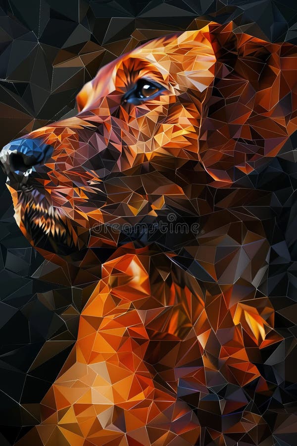 Digital Dog of 3d Triangular Polygons Stock Photo - Image of technology ...