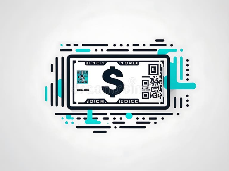 Digital Dollar Bill with QR Code and Abstract Design Stock Illustration ...