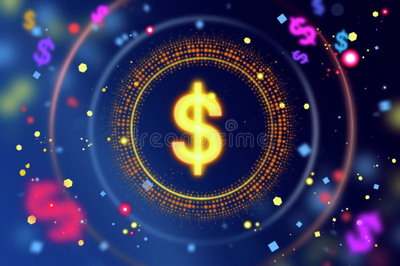 Digital Dollar Currency Symbol Glowing Currency Sign on a Abstract ...