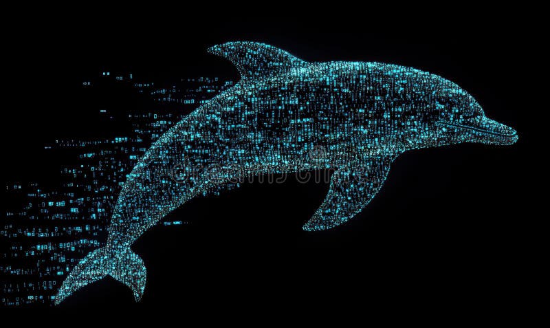 Digital Dolphin Composed of Cyber Particles Stock Illustration ...