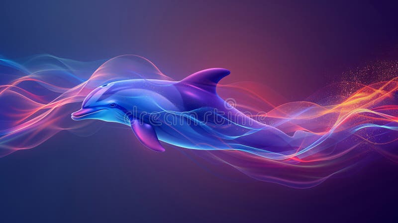 Digital Dolphin in a Swirling Sea of Light Stock Illustration ...