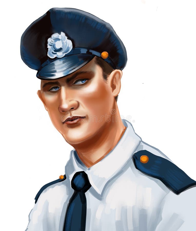 American cop stock illustration. Illustration of sketch - 215758321
