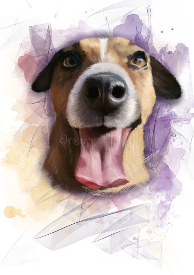 Digital Drawing Art of a Street Dog Stock Illustration - Illustration ...