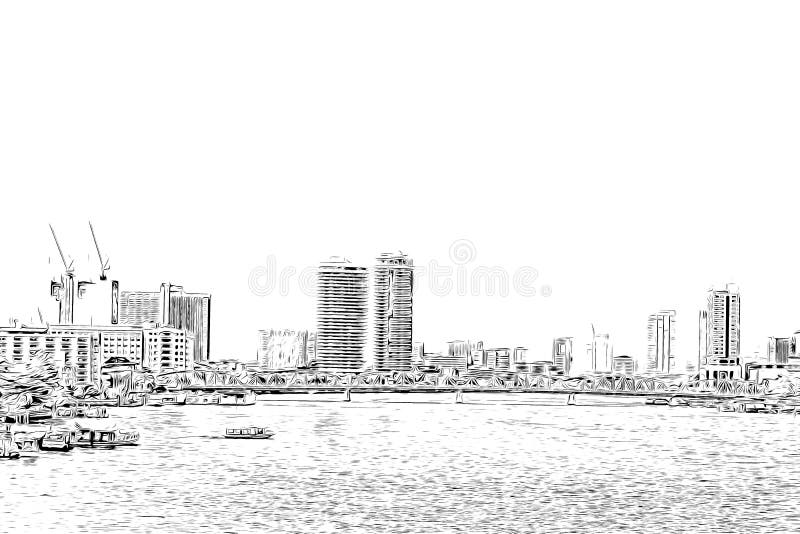 Digital Drawing of Buildings Stock Image - Image of modern, digital ...