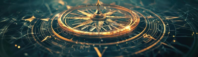 Digital Drawing of a Compass Rose with the Needle Pointing Towards ...