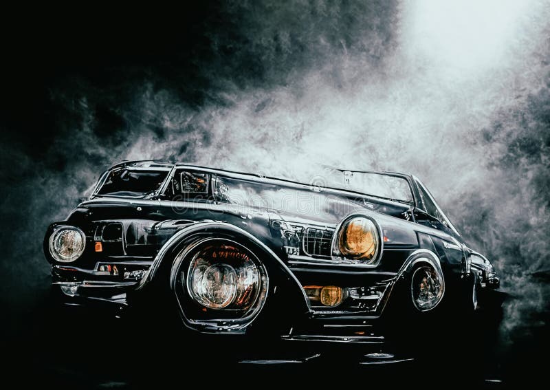 Digital Drawing of a Crazy Abstract Car in Punk Style Illustration ...