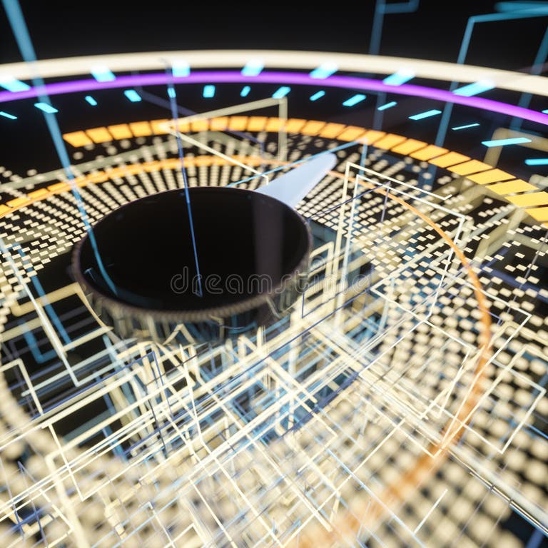 Digital Drawing of Dashboard with Glowing Lines, 3d Rendering Stock ...