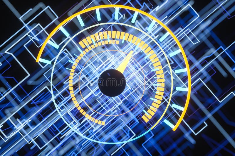 Digital Drawing of Dashboard with Glowing Lines, 3d Rendering Stock ...