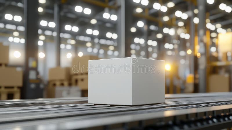 This Digital Drawing Illustrates Packaging Boxes and a Conveyor Belt in ...