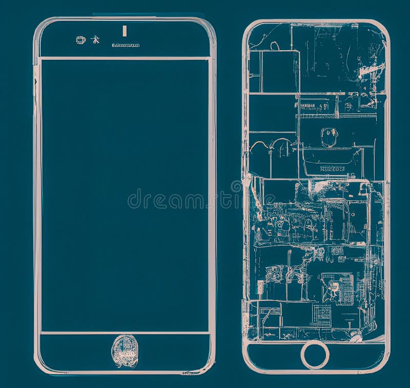 Digital Drawing of an Inner Construction of a Smartphone Isolated on ...