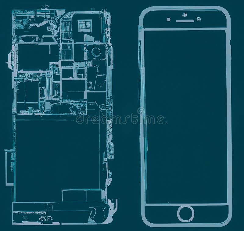Digital Drawing of an Inner Construction of a Smartphone Isolated on ...
