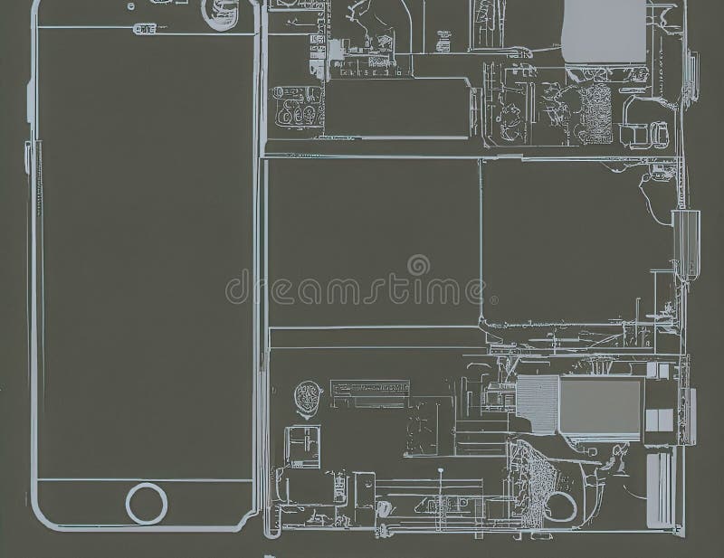 Digital Drawing of an Inner Construction of a Smartphone Isolated on ...
