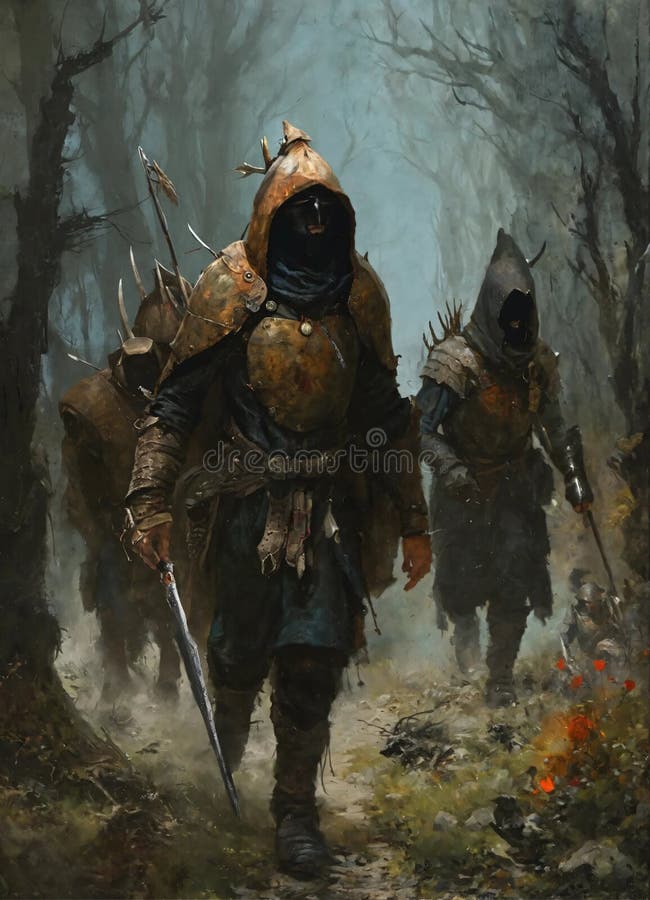 Digital Drawing of Knights on the Hunt, War Stock Illustration ...