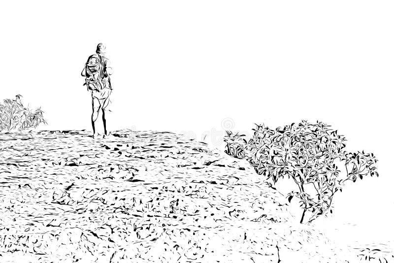 Digital Painting of Sad Man Thinking Something Stock Illustration ...