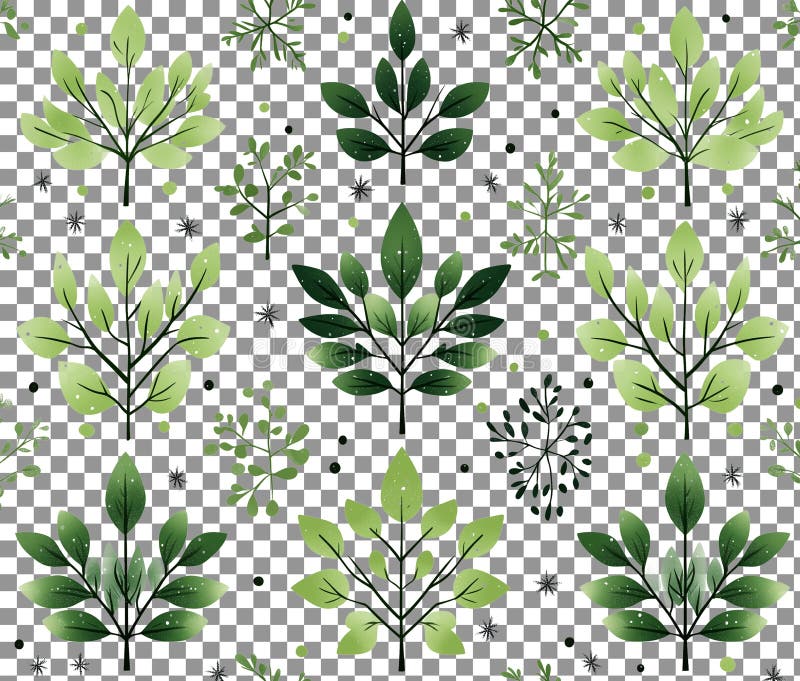 Digital Drawing of a Seamless Pattern Featuring Various Types of Leaves ...