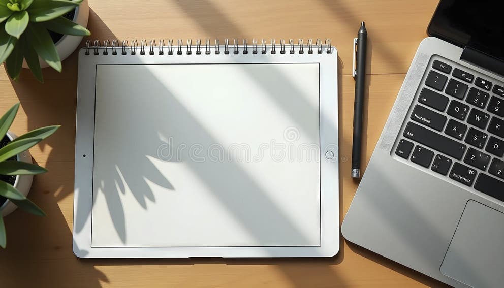 Digital Drawing Setup on Wooden Creative Surface Stock Illustration ...