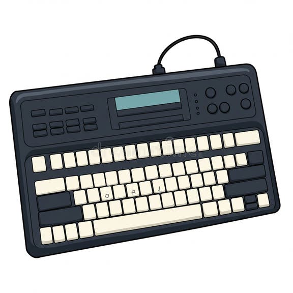 A Digital Drawing of a Synthesizer Keyboard Features a Dark Casing with ...