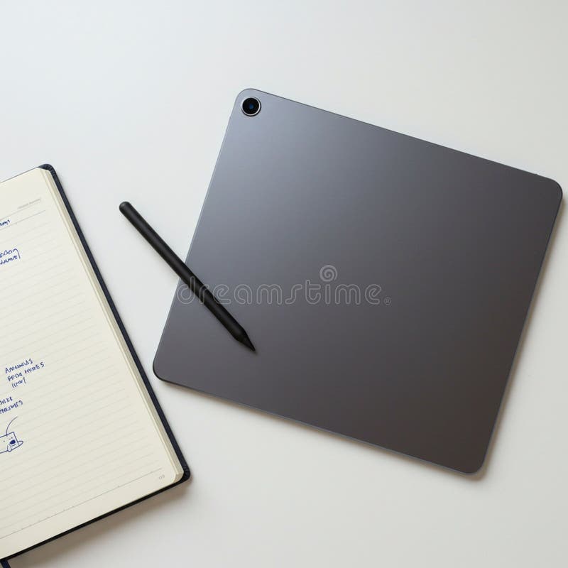 Digital Drawing Tablet with a Stylus Positioned Diagonally on a White ...
