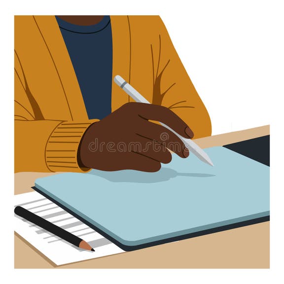 Digital Drawing Tablet Usage with Pen and Pencil on Desk Workspace ...