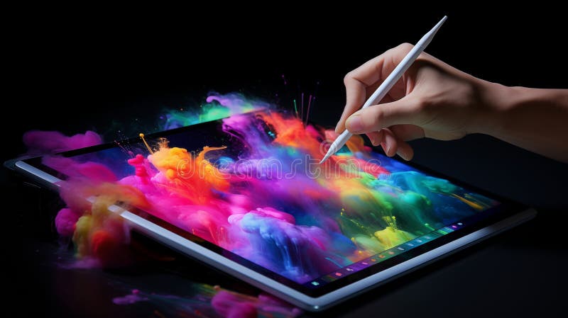 Digital Drawing with Vibrant Colors, Using a Stylus Skillfully, AI ...