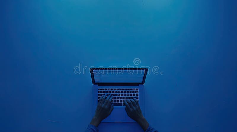 The Digital Dreamer: a Person Deep in Thought at a Laptop Desk Stock ...