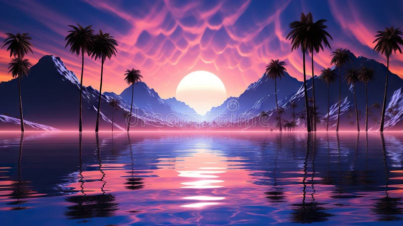 Digital Dreamscape Nostalgic 1990s Computer 3D Graphics Render Style ...