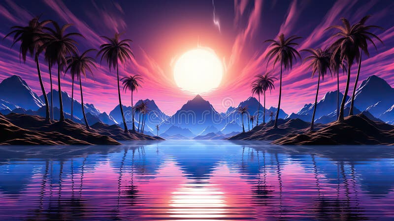 Digital Dreamscape Nostalgic 1990s Computer 3D Graphics Render Style ...