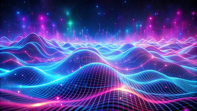 Digital Dreamwave Effect Background with Soft Neon Hues Stock Photo ...